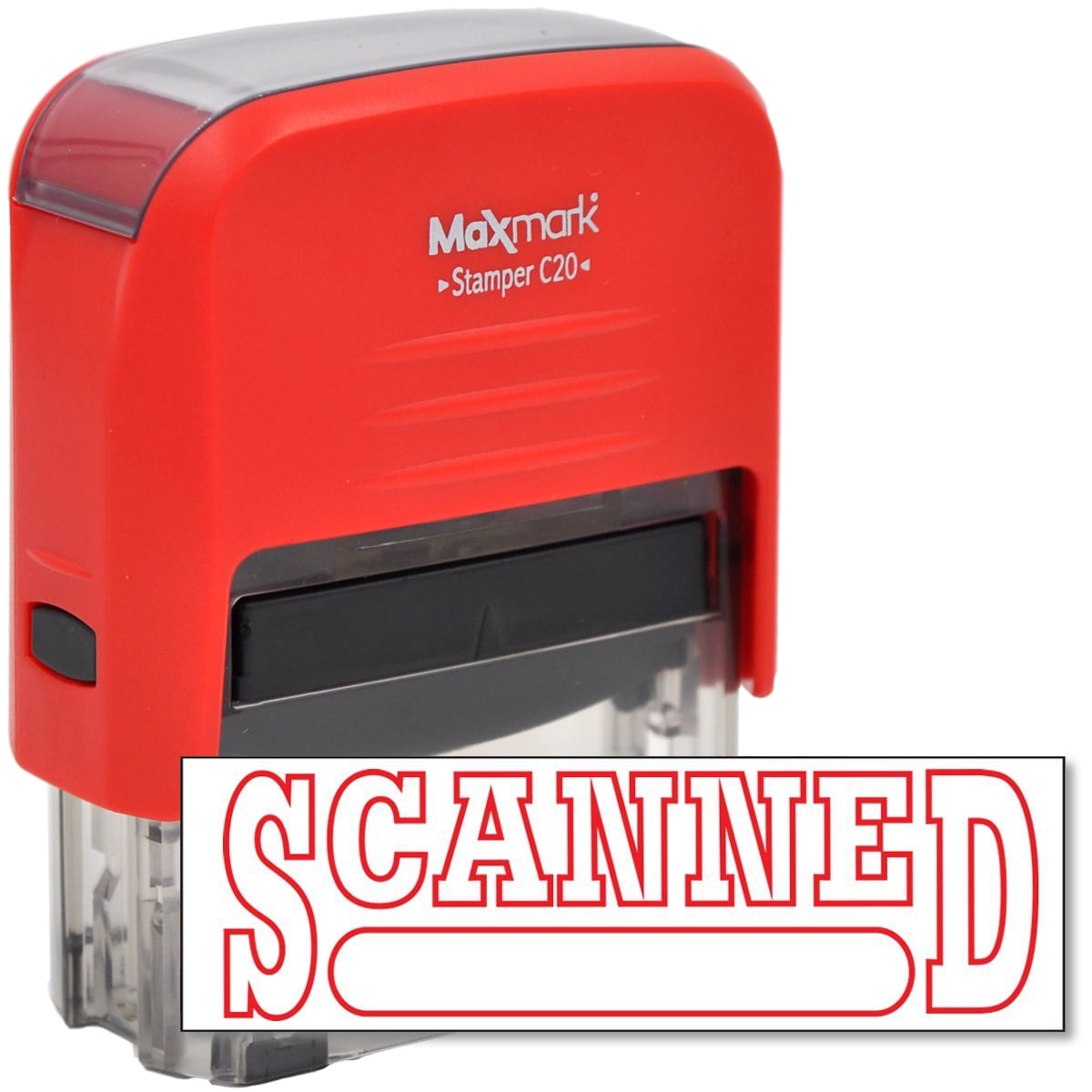 SCANNED Self Inking Rubber Stamp with Red Ink - Walmart.com