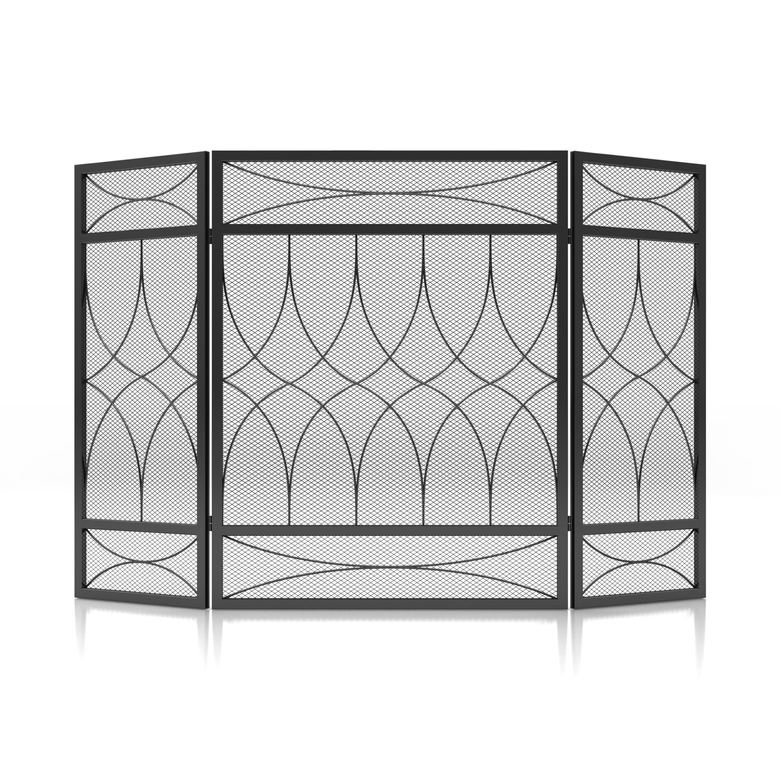 SCENDOR 3-Panel Fireplace Screen 50.4"(L) x 31.8"(H) Fireproof ...