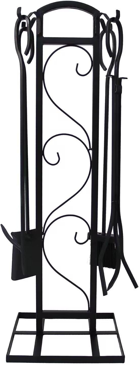 SCENDOR 33" Fireplace Tools Sets 5 Pieces Wrought Iron Indoor Outdoor ...