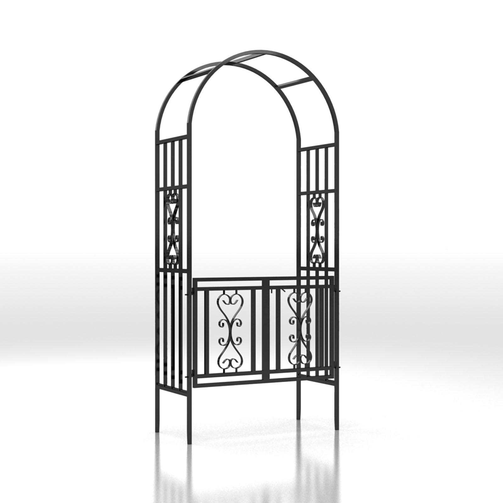 SCENDOR Heavy-Duty Garden Arch with Gate, Metal Rose Arbor Trellis for ...