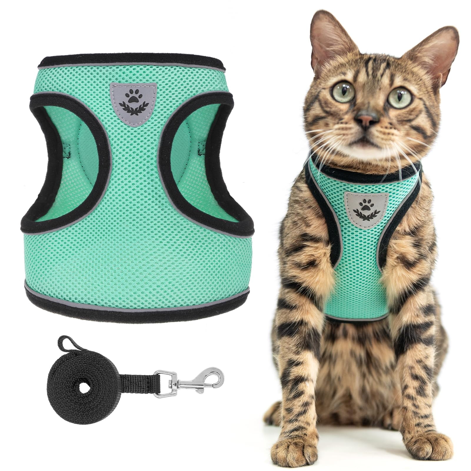 SCENEREAL Cat Harness and Leash Set Escape Proof, Soft Air Mesh Cat ...