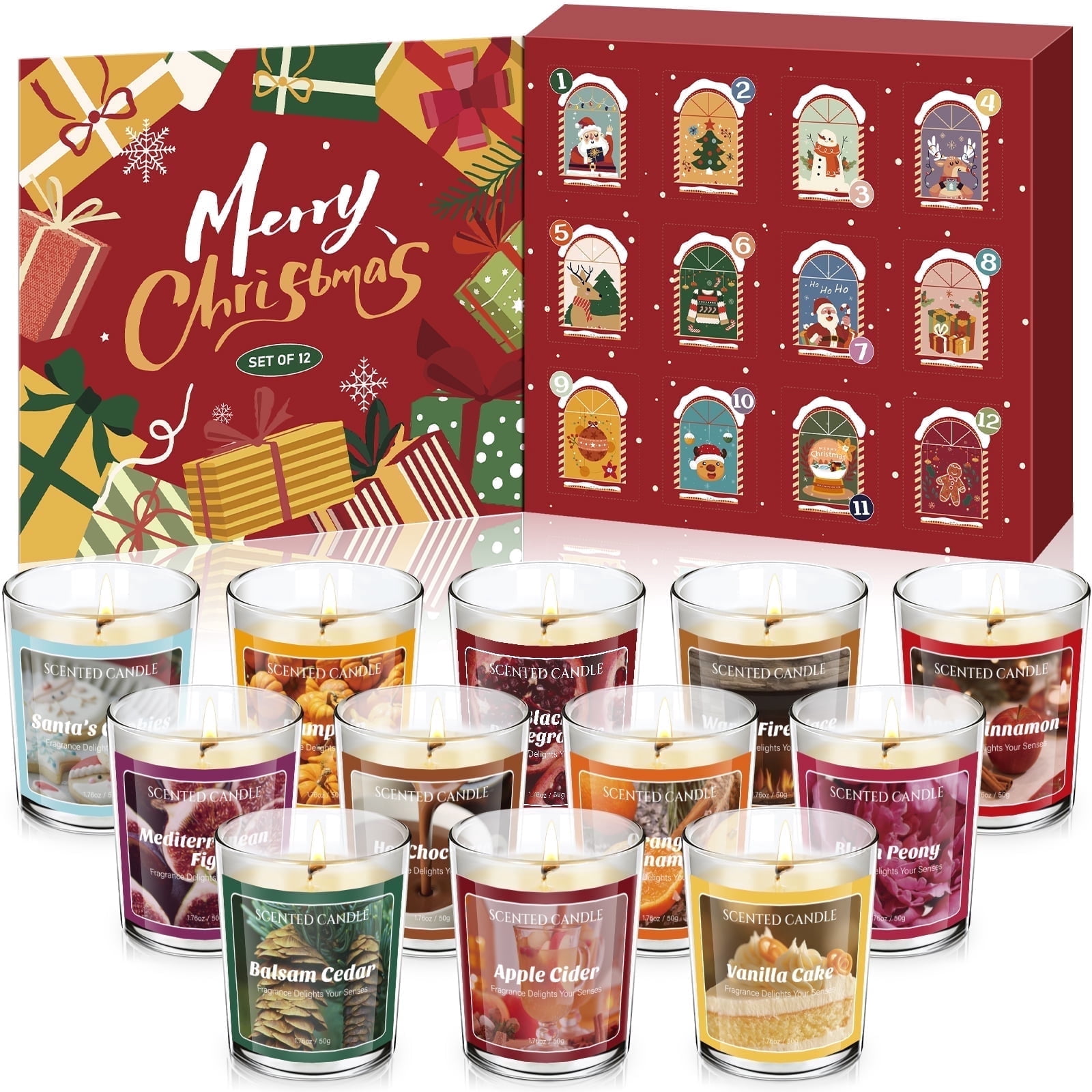 Scented Candles Gift Set for Christmas Countdown, 12 Pack Aromatherapy ...
