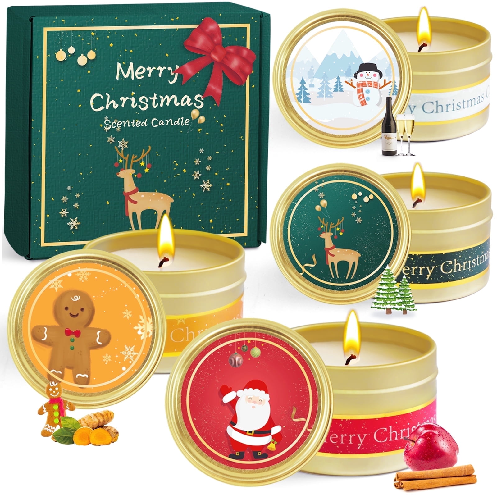 SCENTORINI Home Scented Candles Gift Set, 4 Packs Natural Soy Wax ...