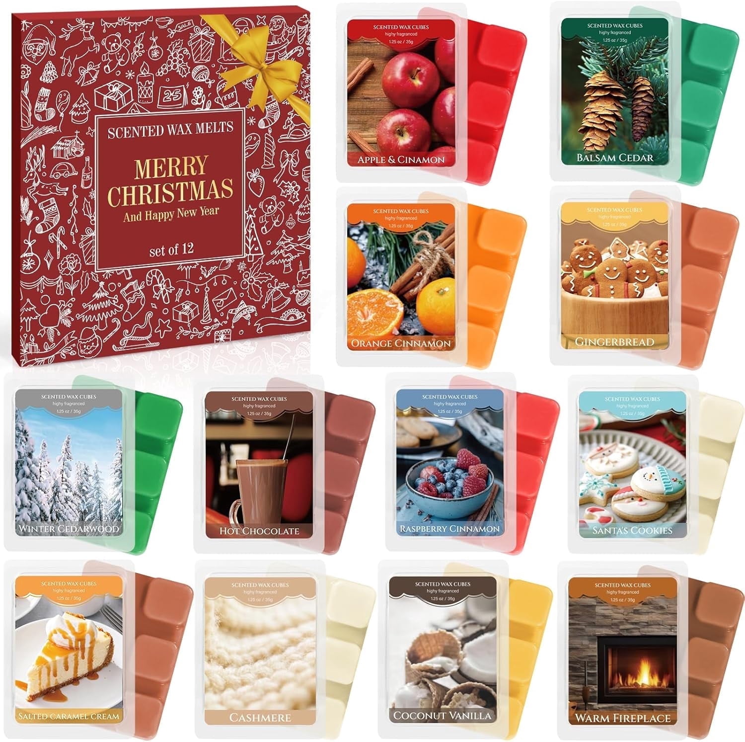 SCENTORINI Winter Scented Wax Melts, Strong Scent Wax Tarts, Candle ...