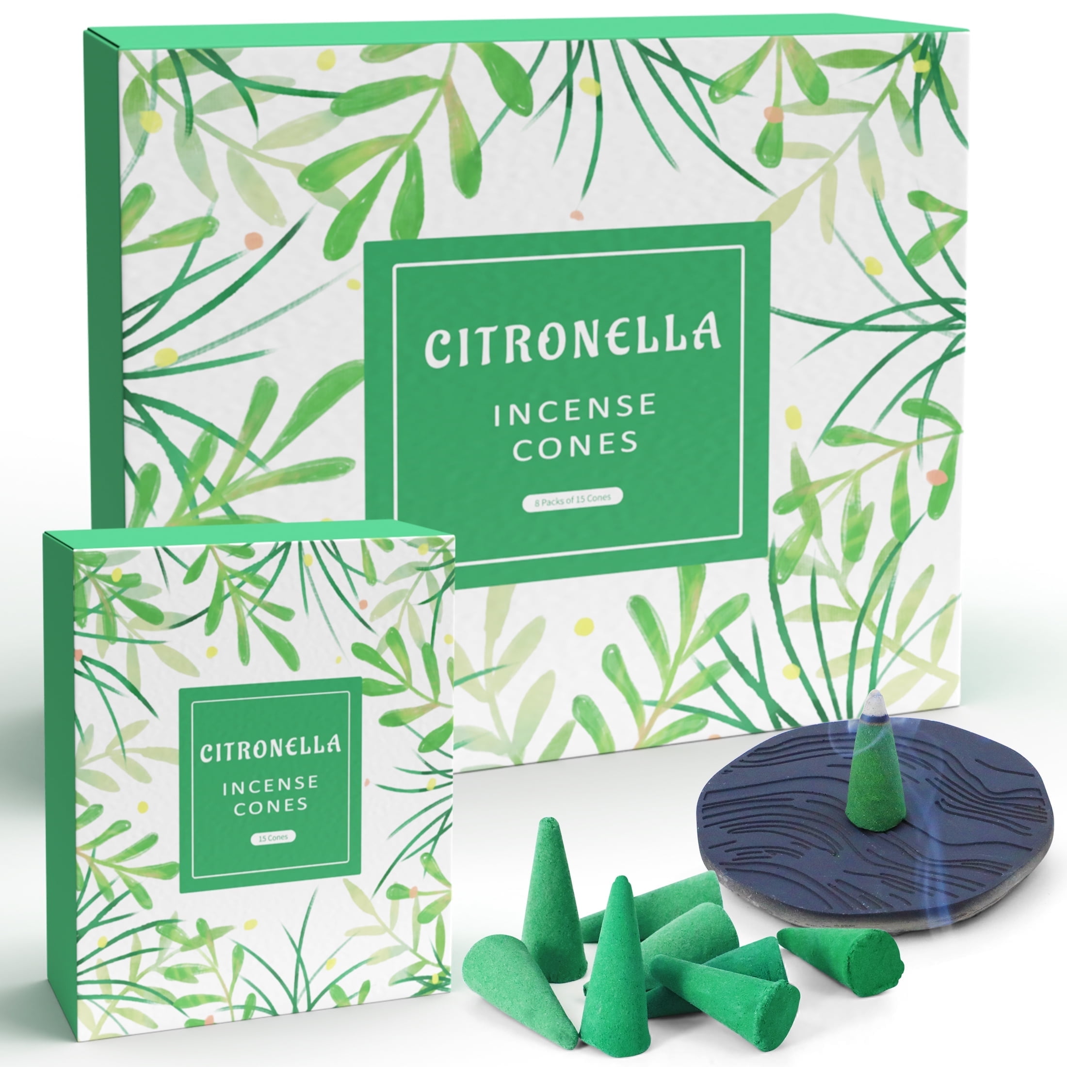 SCENTORINI Citronella Incense Cones with Holder, Lemongrass Scented ...