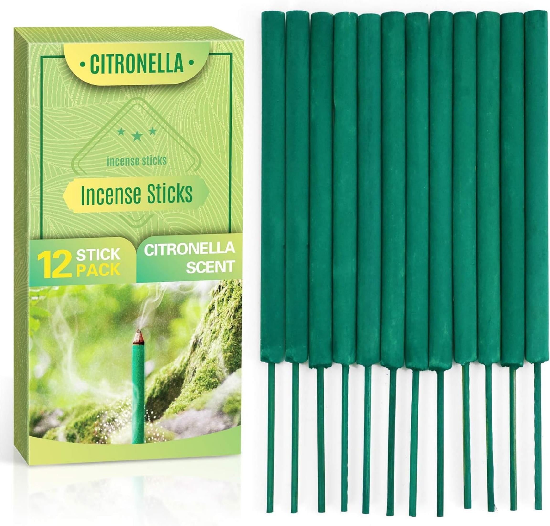 SCENTORINI Citronella Incense Sticks, 12 Pcs Lemongrass Thick Incense ...