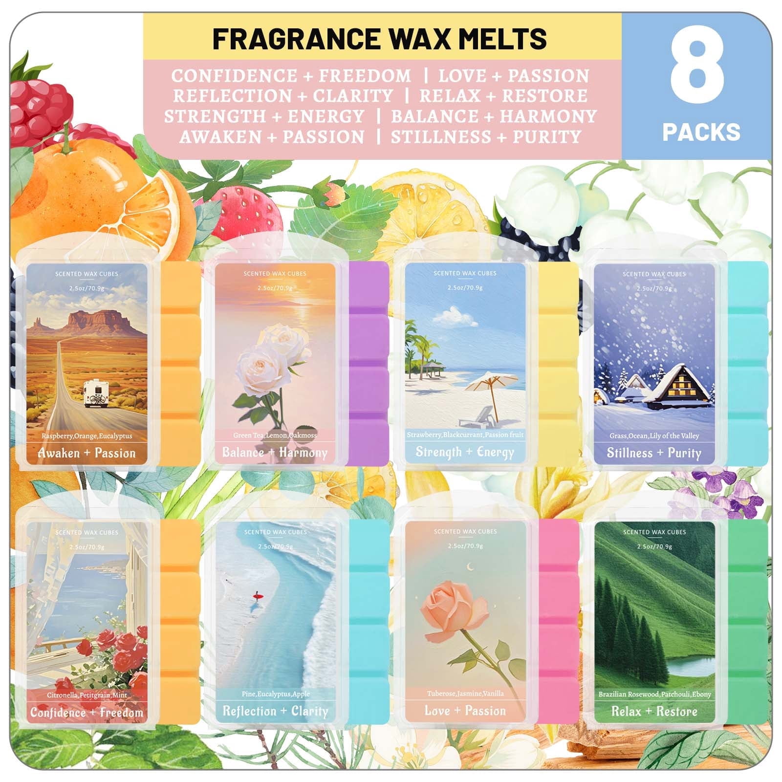 SCENTORINI Scented Wax Melts for Healing Calming, Wax Cubes Strong ...