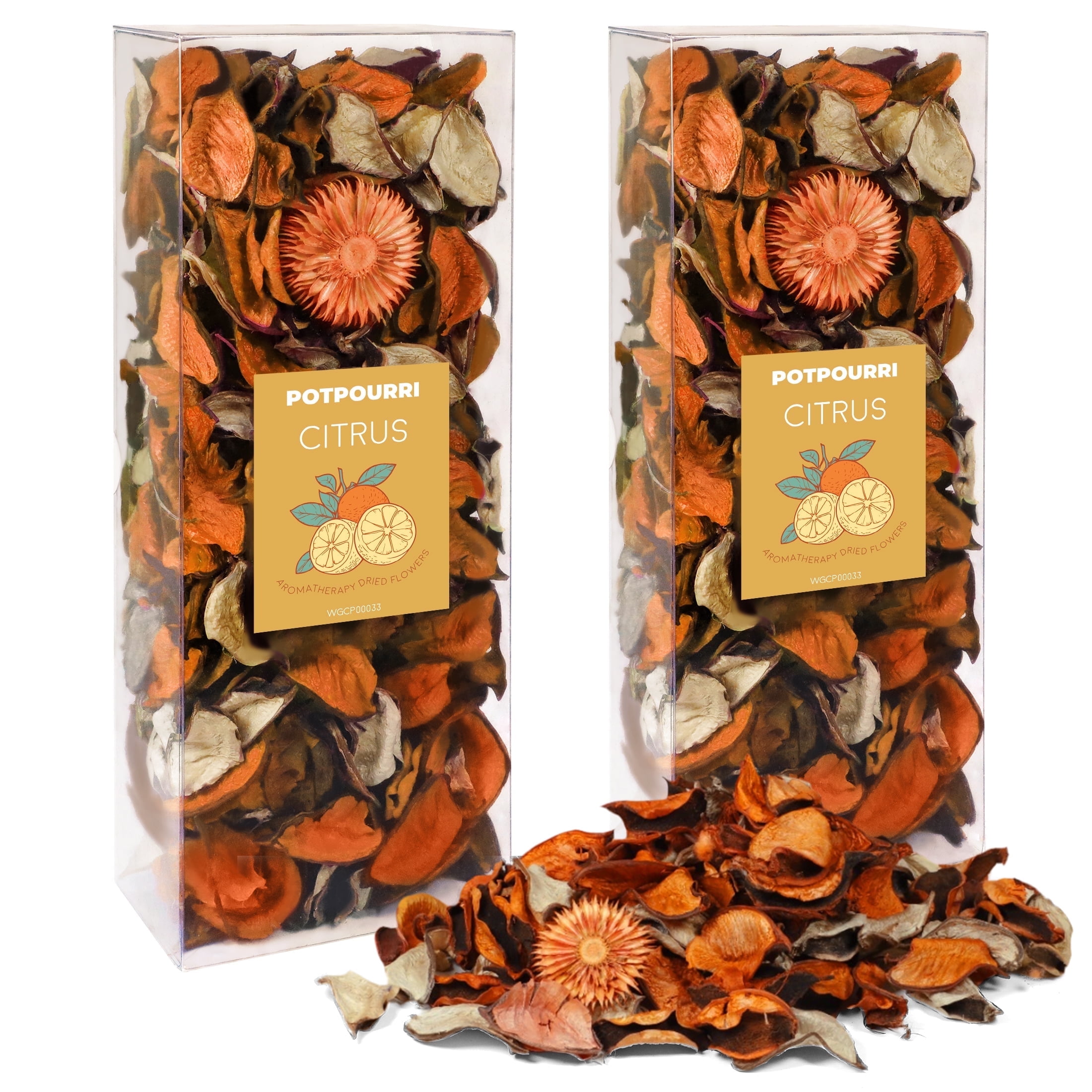 SCENTORINI Citrus Potpourri Bags, 10.44 oz Dried Flower Sachet ...