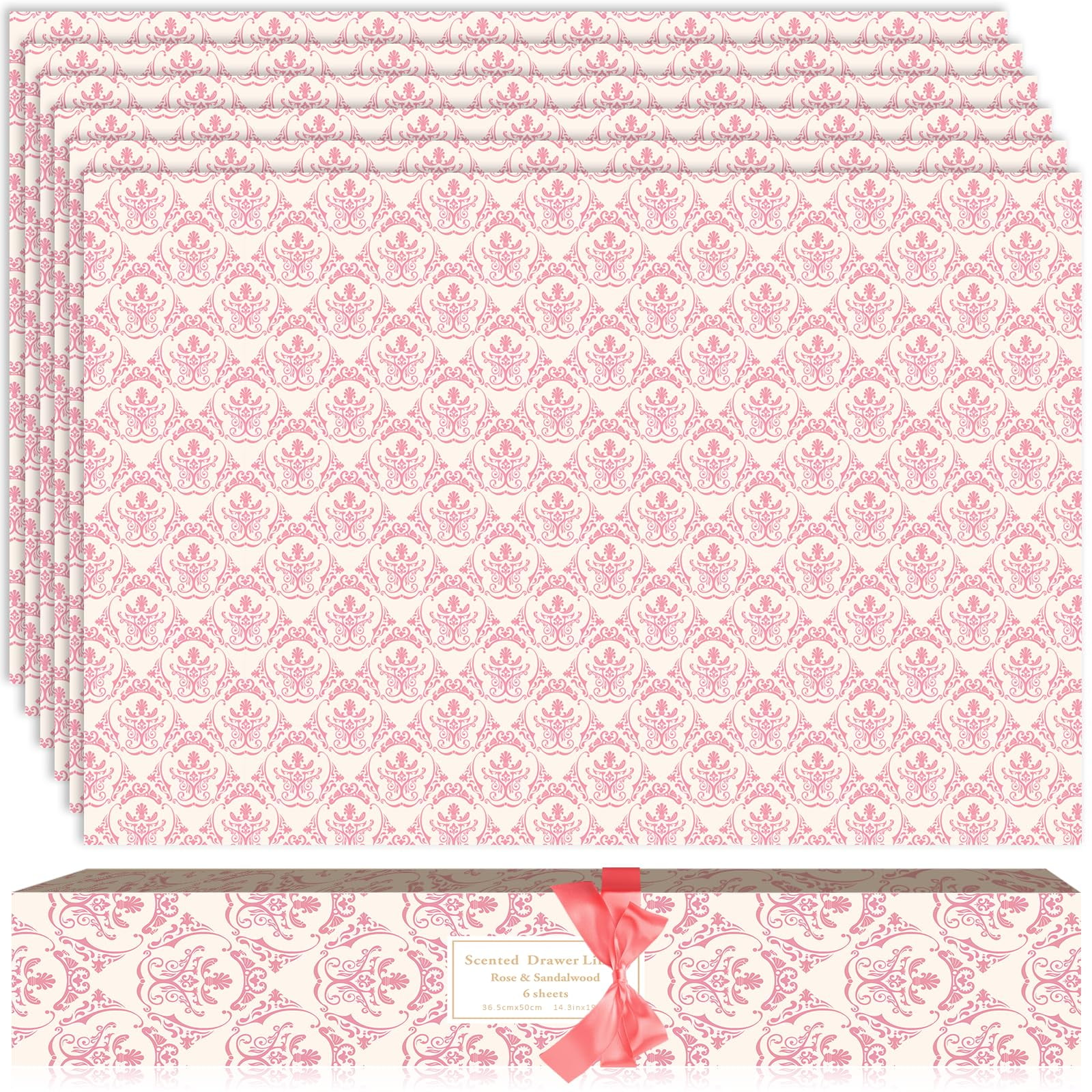 SCENTORINI Rose Sandalwood Scented Drawer Liners, 6 Sheets Fragrant ...