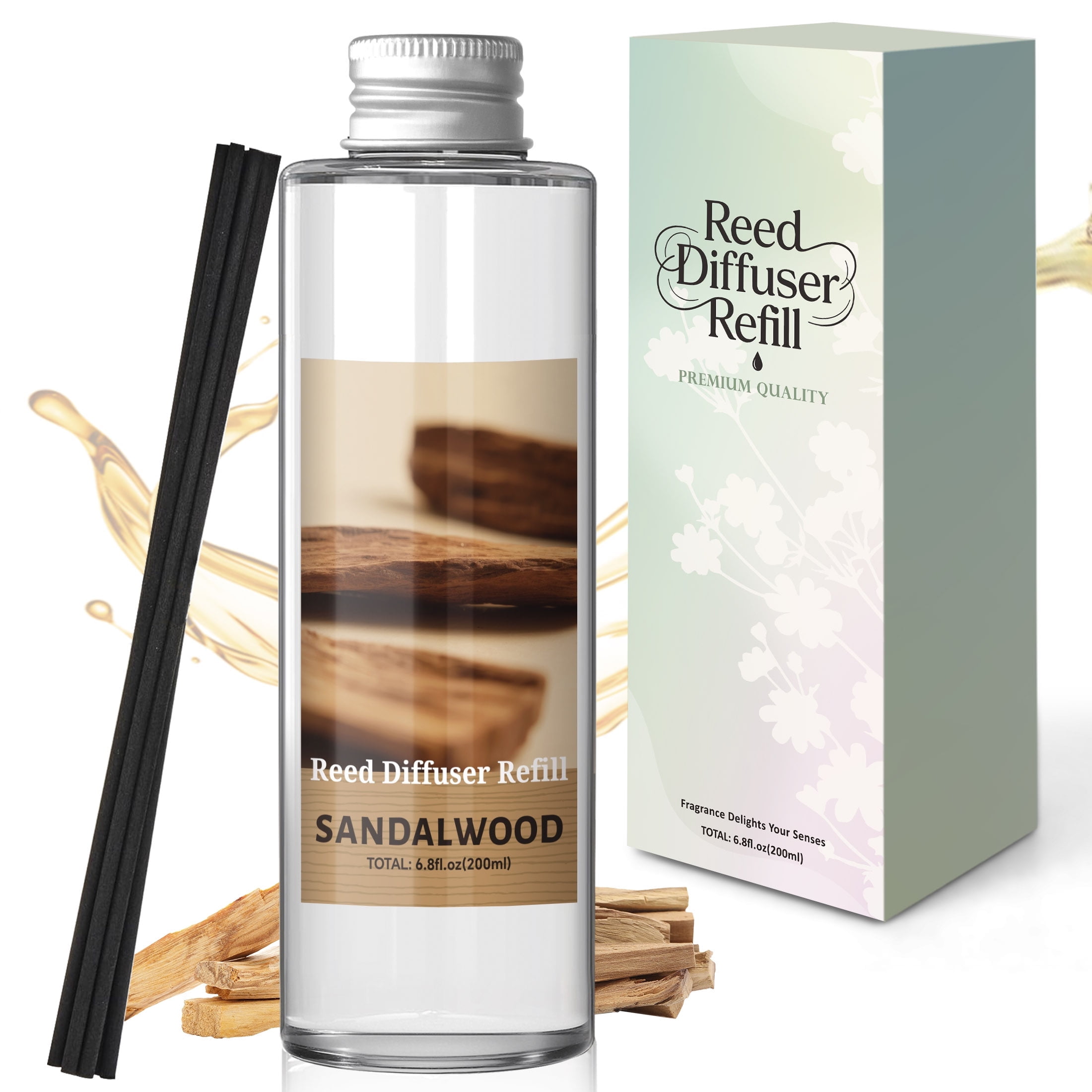 SCENTORINI Sandalwood Scented Oil Reed Diffuser Refill, 6.8fl.oz/200ml ...