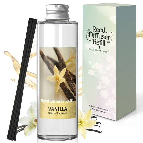 SCENTORINI Vanilla Reed Diffuser Refill 200ml/6.8 fl oz, Natural ...