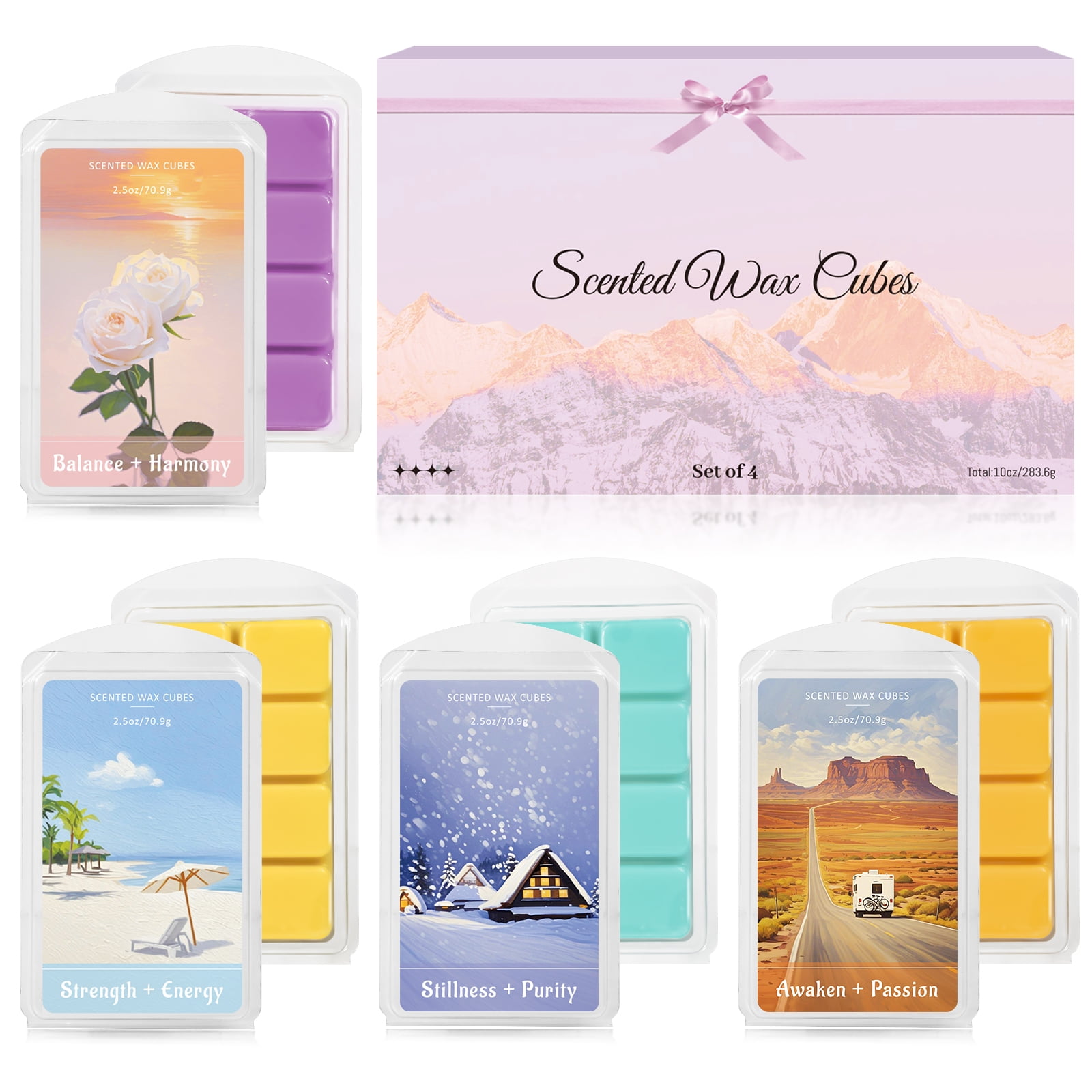 SCENTORINI Wax Melts, Multi-Scent Wax Cubes for Warmers Natural Soy ...