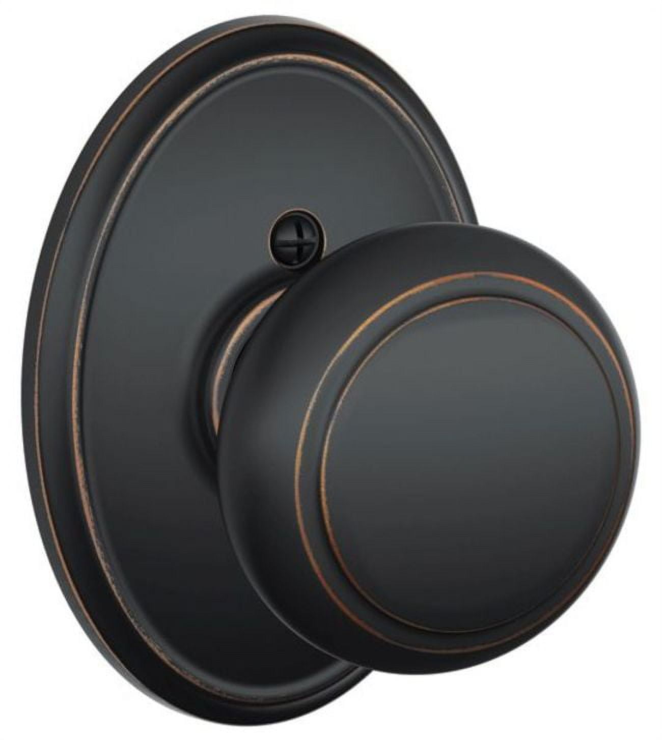 SCHLAGE Andover Knob with Wakefield Trim Non-Turning Lock, Aged Bronze (F170 AND 716 WKF ...