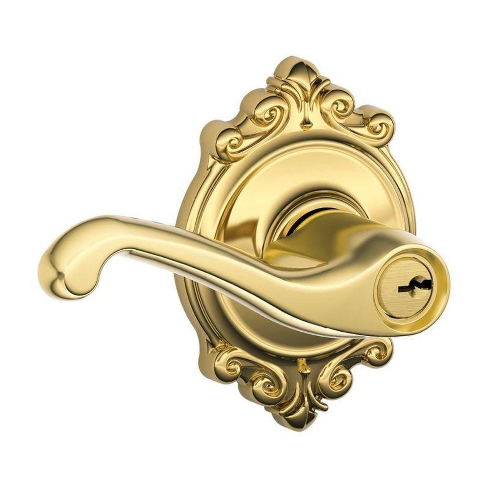 SCHLAGE F51A FLA 605 BRK Flair Lever with Brookshire Trim Keyed Entry ...