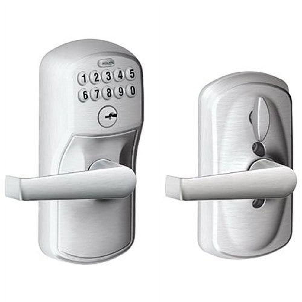 Schlage Keypad Lock, Plymouth Entry with Auto-Lock, Elan Lever, Brushed ...