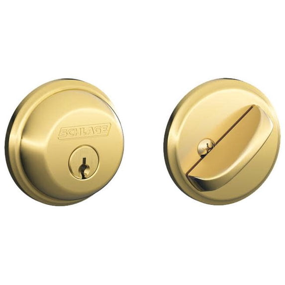 Schlage, Single Cylinder Deadbolt, B60N505, Bright Brass - Walmart.com