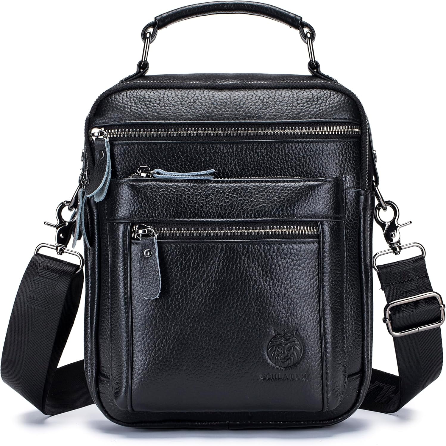 SCHLATUM Genuine Leather Men's Messenger Bag - High Capacity Crossbody ...