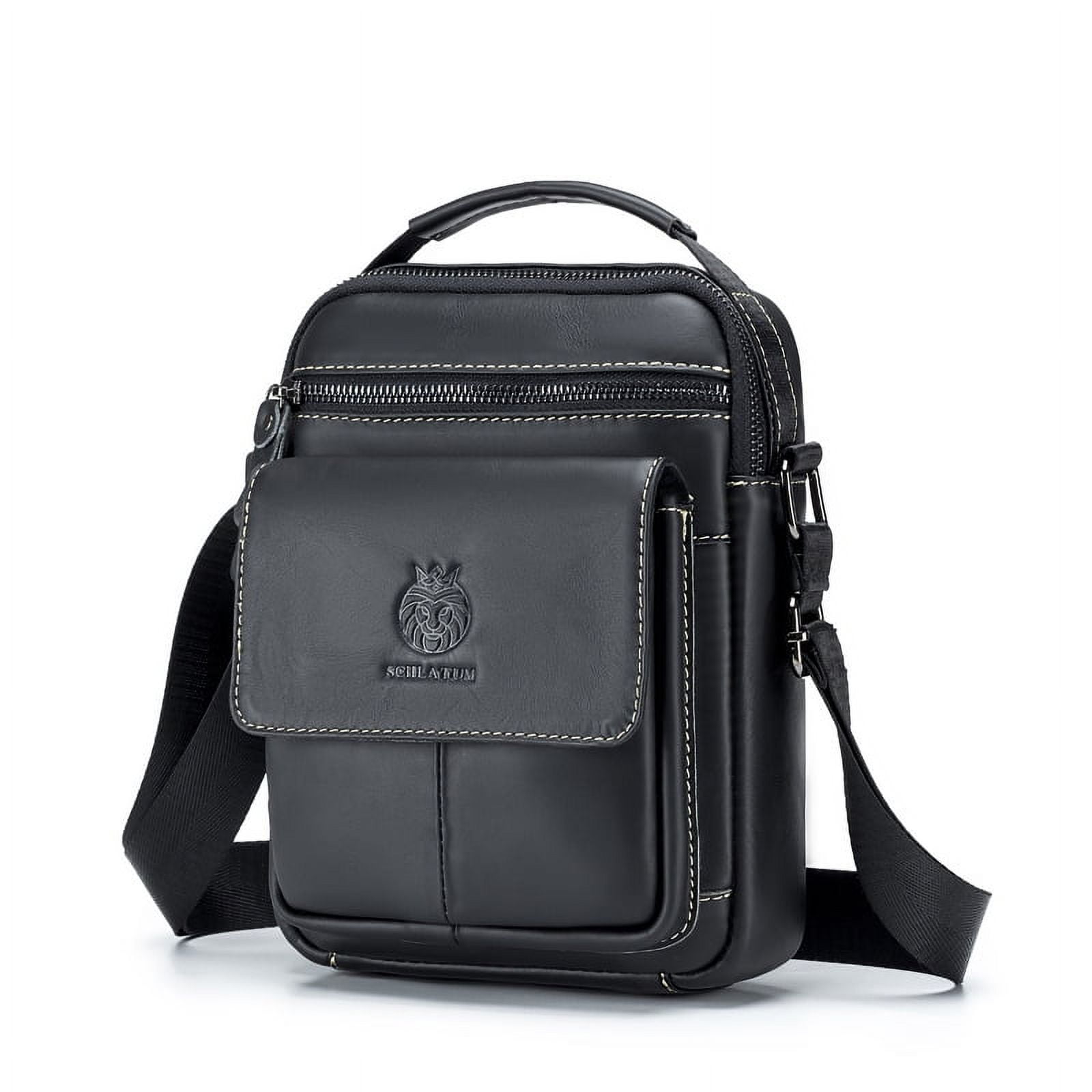 SCHLATUM Mens Leather Shoulder Bag, Small Leather Messenger Bag for Men ...