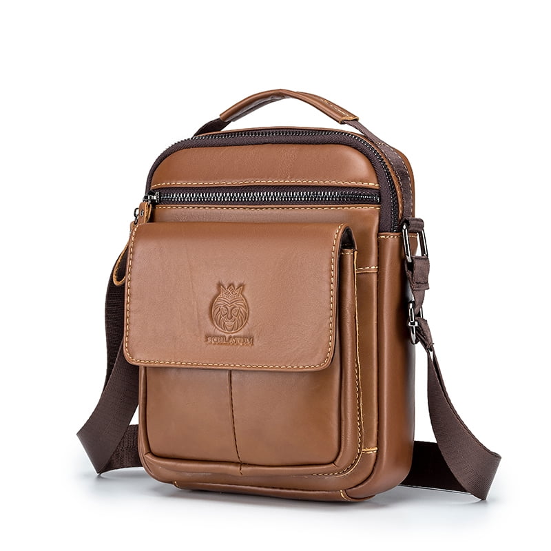 SCHLATUM Mens Leather Shoulder Bag, Small Leather Messenger Bag for Men ...
