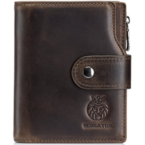 SCHLATUM RFID Wallet for Men Genuine Leather Large Capacity Vertical ...