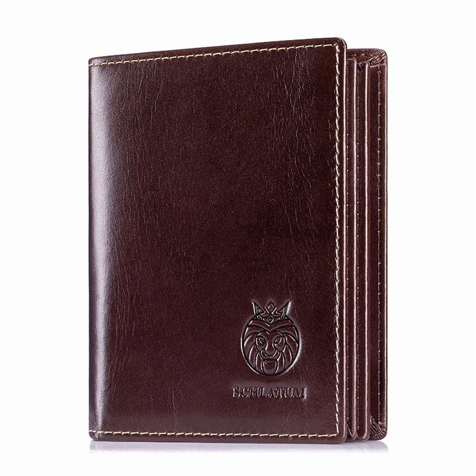 SCHLATUM RFID Wallet for Men Genuine Leather Large Capacity Vertical ...