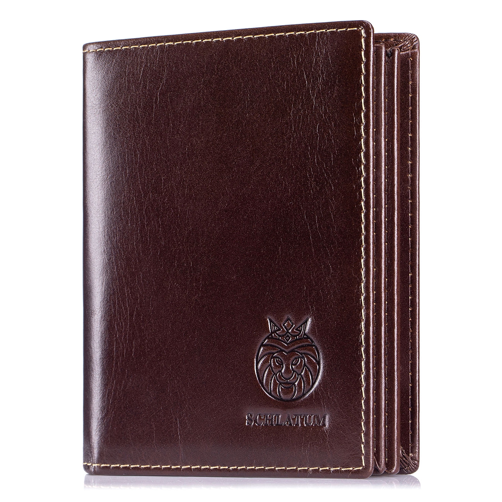 SCHLATUM RFID Wallet for Men Genuine Leather Large Capacity Vertical ...