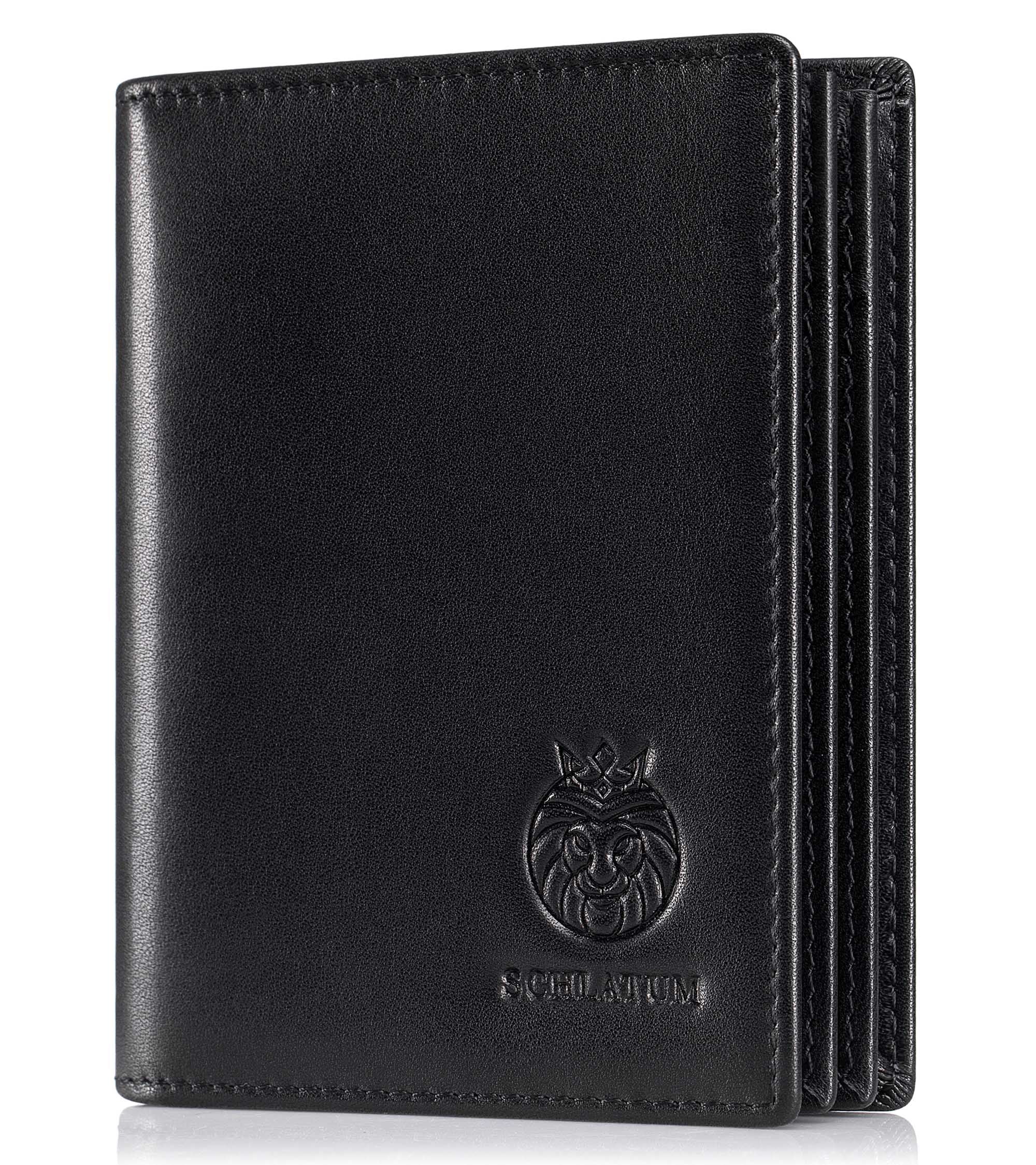 SCHLATUM RFID Wallet for Men Genuine Leather Large Capacity Vertical ...
