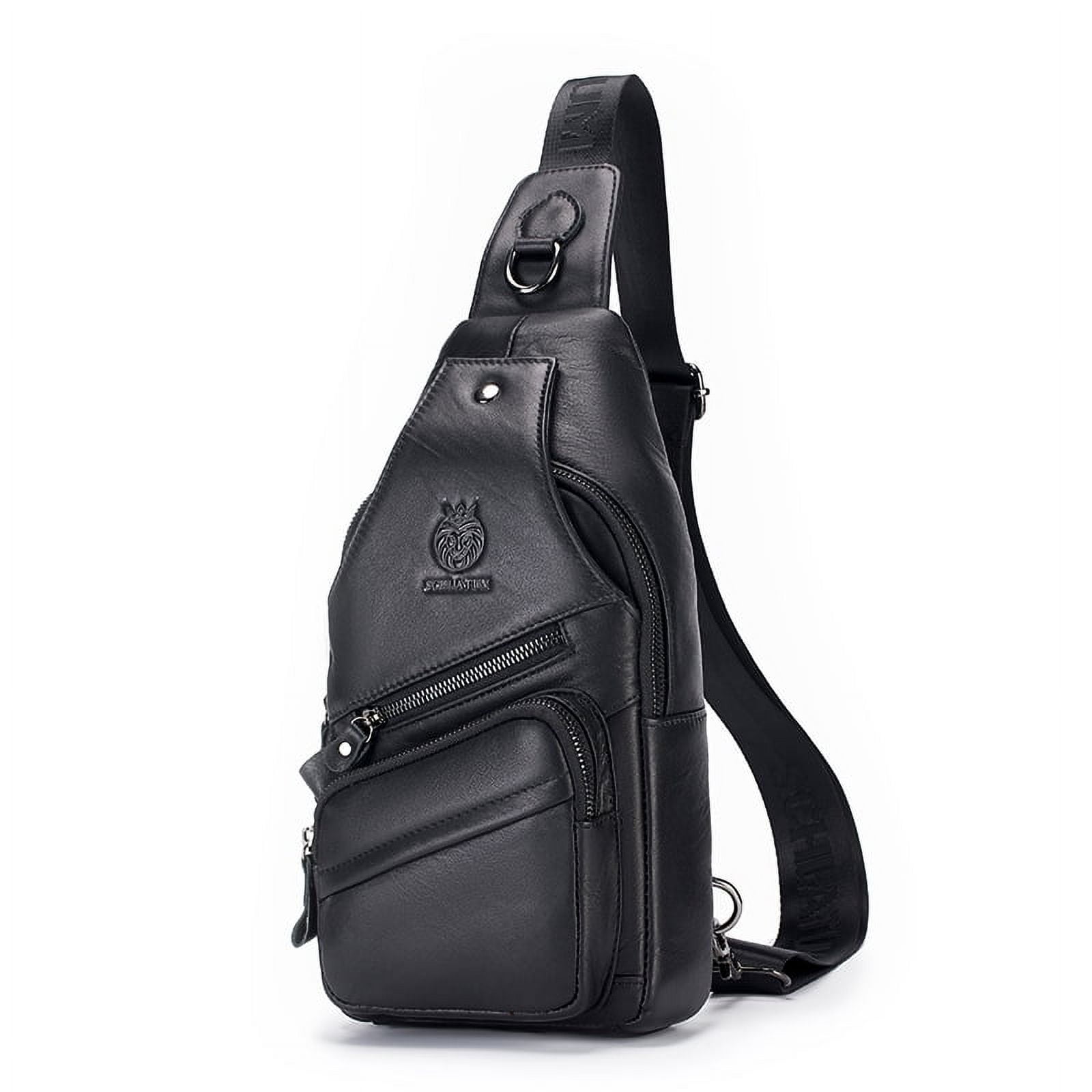 SCHLATUM Sling Bag for Men Genuine Leather Small Man Bag Crossbody Mens ...