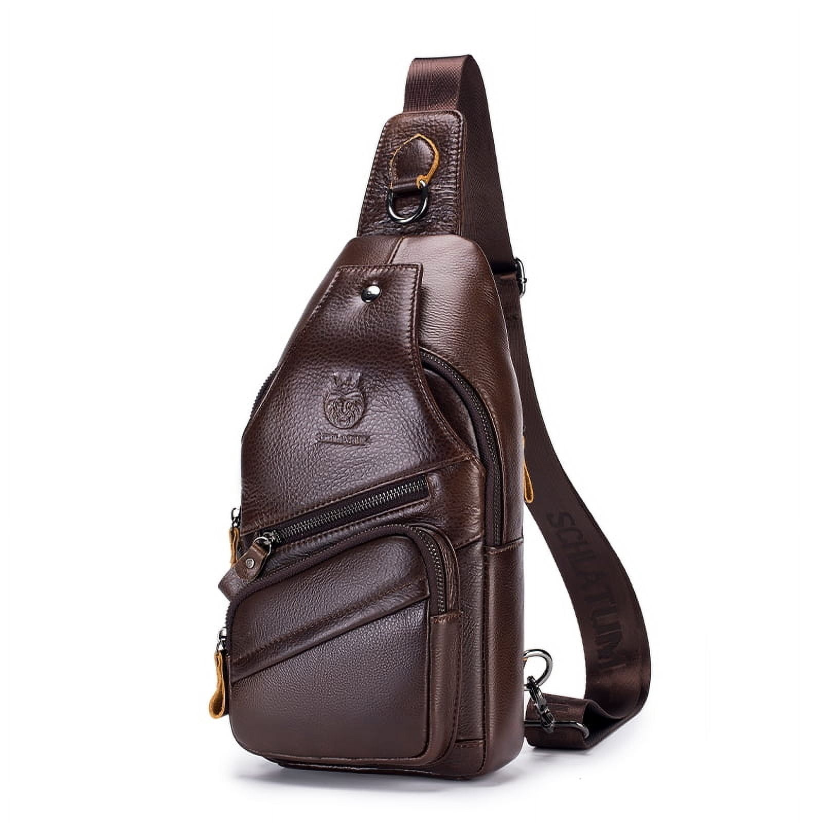SCHLATUM Sling Bag for Men Genuine Leather Small Man Bag Crossbody Mens ...