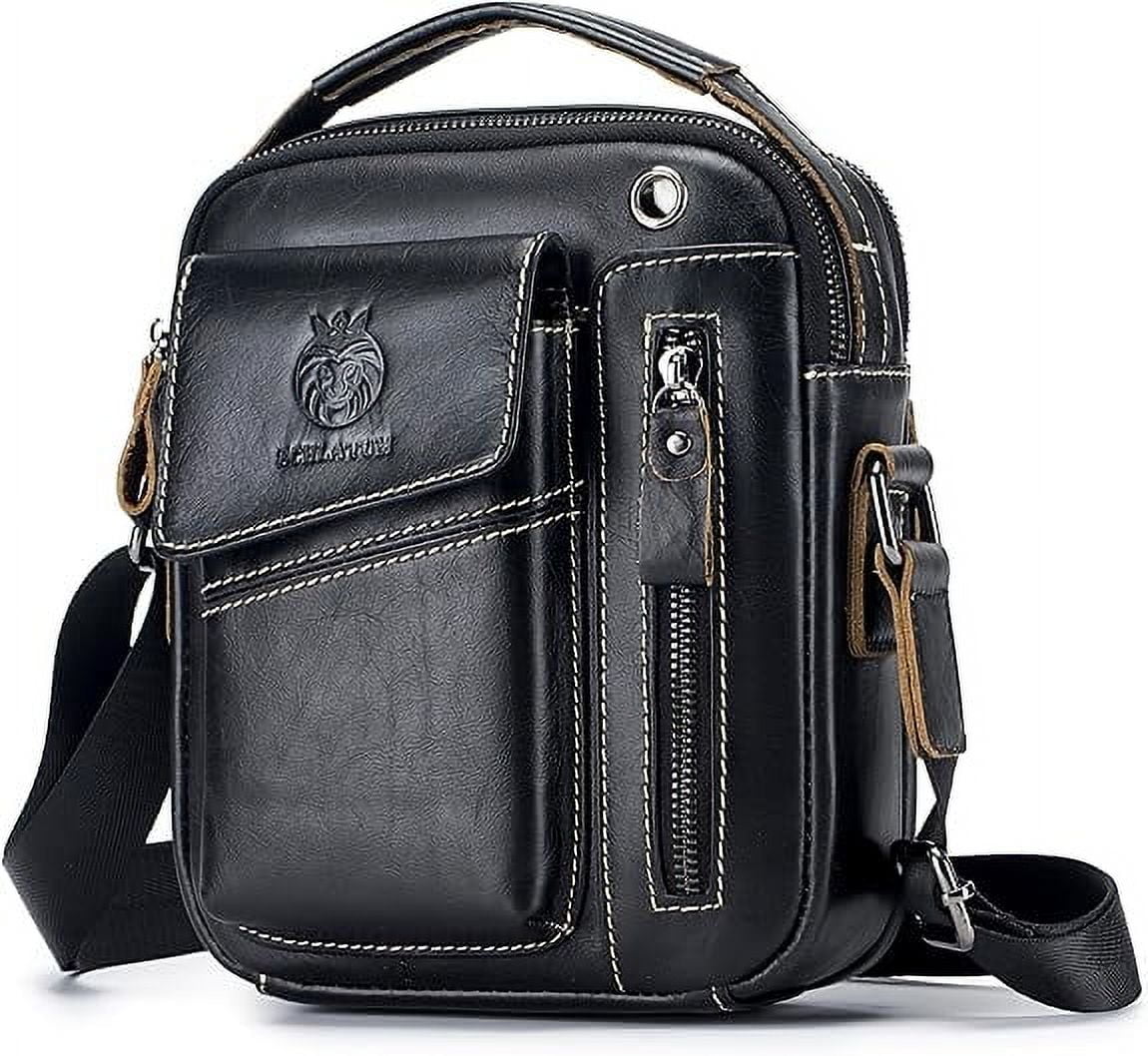 SCHLATUM Small Messenger Bag for Men Genuine Leather Crossbody Shoulder ...