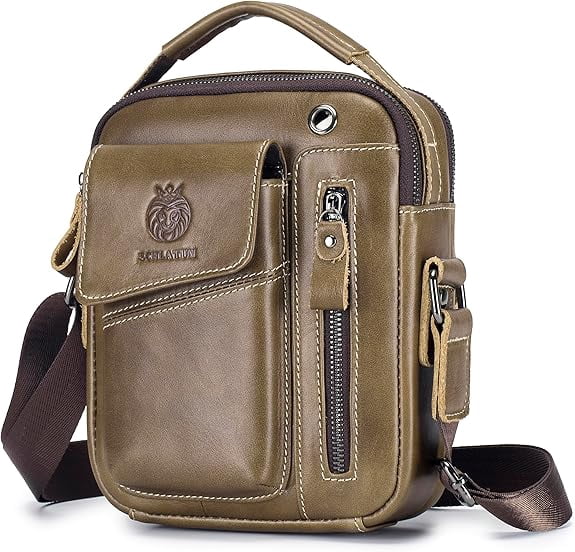 SCHLATUM Small Messenger Bag for Men Genuine Leather Crossbody Shoulder ...