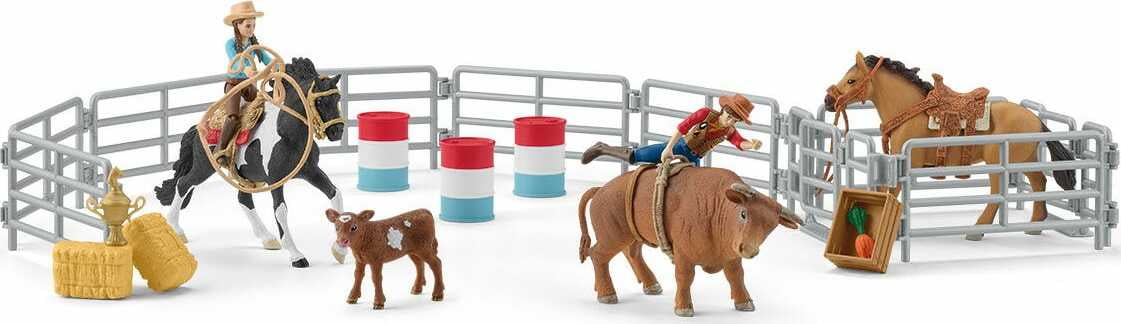 Schleich Rodeo Show - 42PC Western Riding Playset with Cowboy, Cowgirl ...