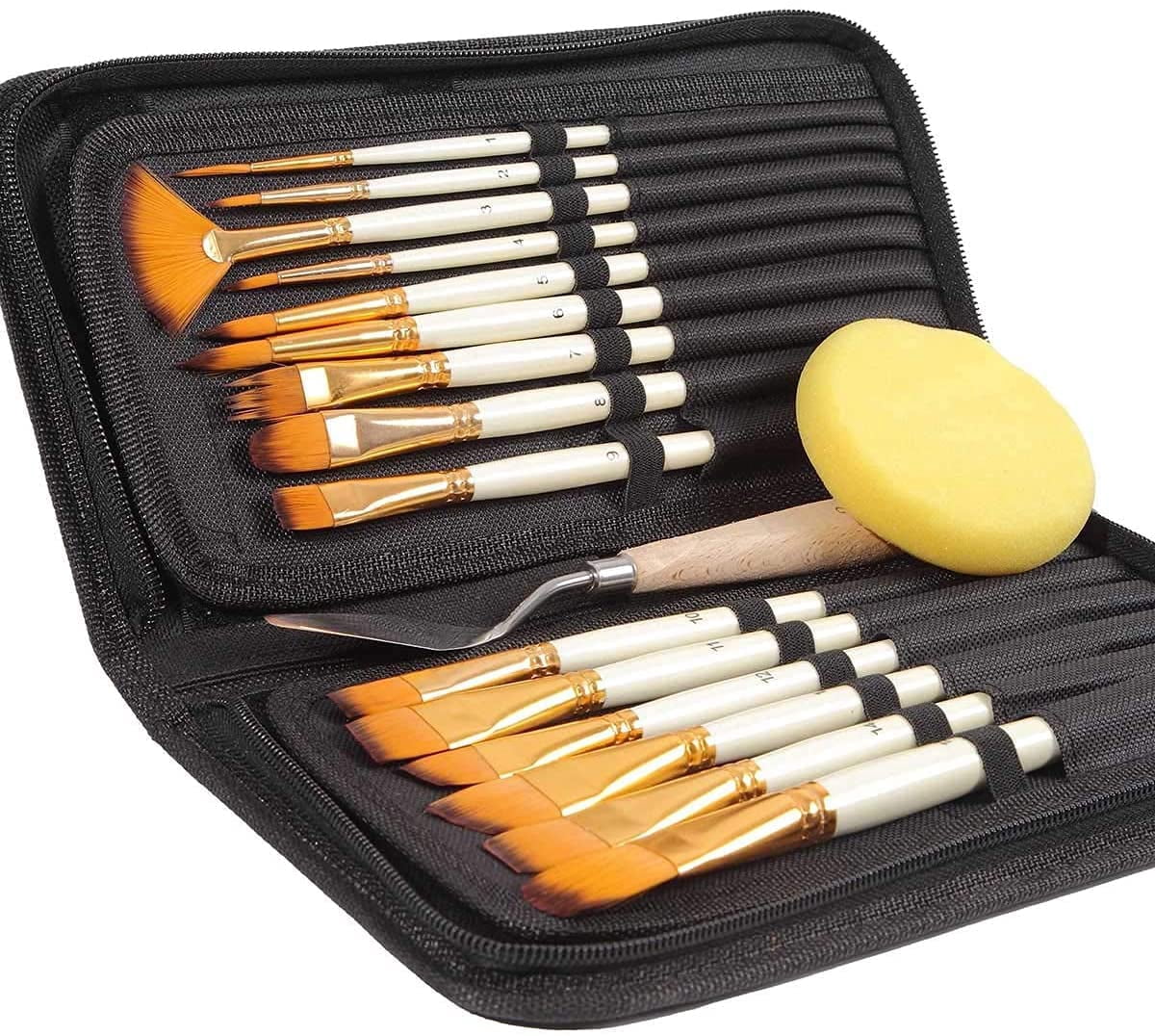 SCHMIDT Artist Paint Brush Set 15pcs Includes Popup Carrying Case with ...