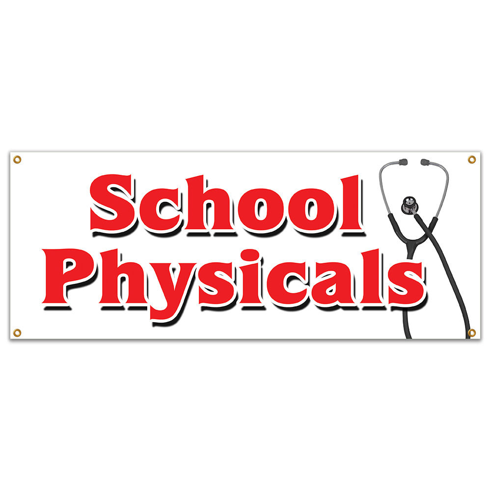SCHOOL PHYSICALS BANNER SIGN no appointment walk-in flu shots health ...