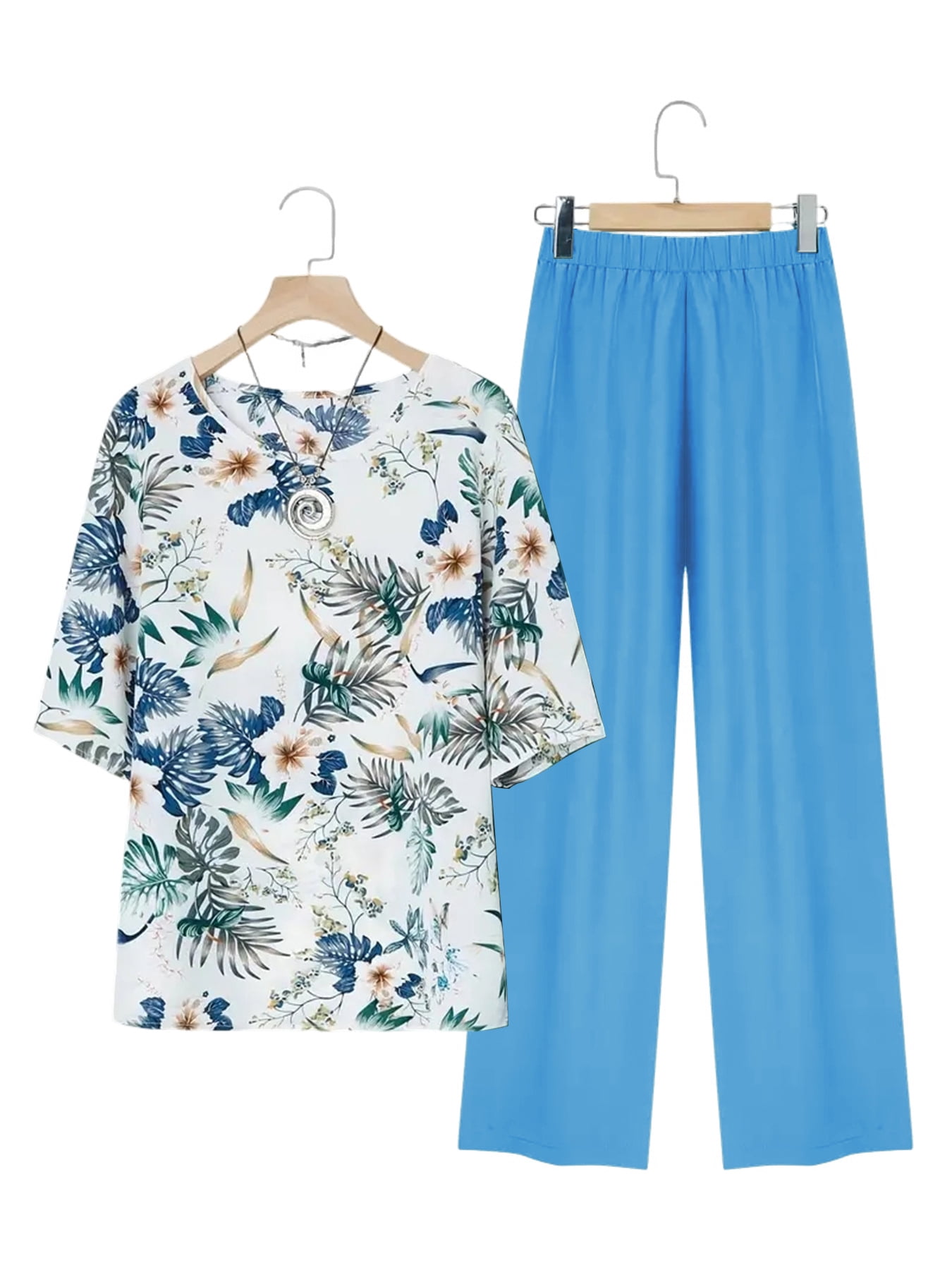 SCHUHLAND Women's 2-Piece Plus Size Outfit - Casual Short Sleeve ...