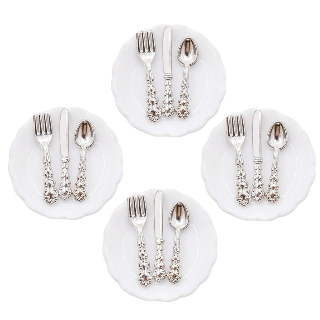 SCHUYU 4Sets Miniature Kitchen Tableware Set Display Accessories for 1/ ...