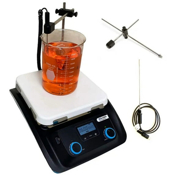 SCILOGEX 80301321159999 SCI500HS-Pro LCD Digital 10 x 10 Magnetic Hotplate Stirrer Package ...