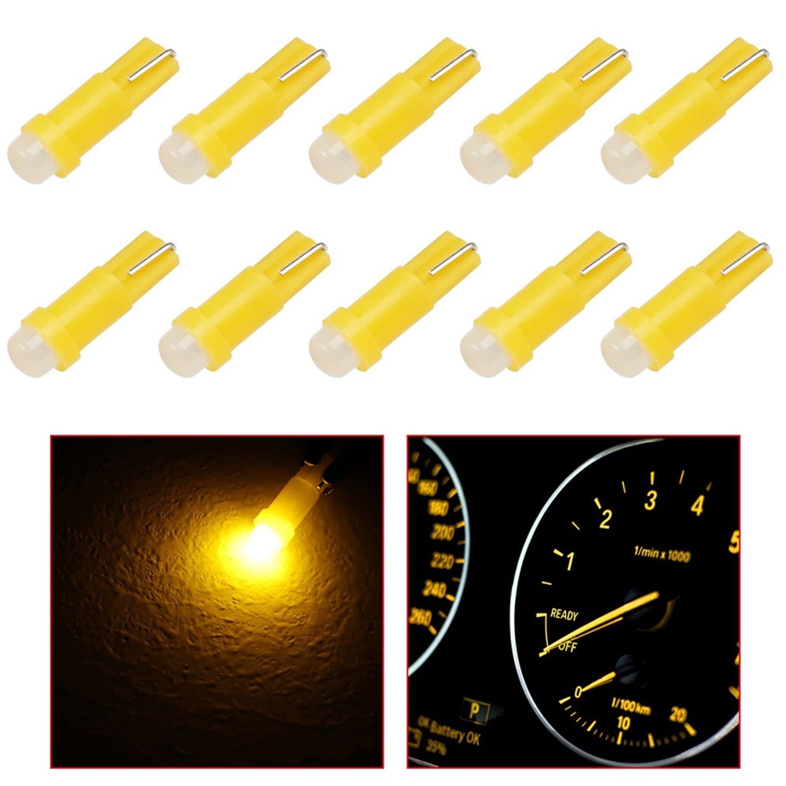 SCITOO 10x Instrument Cluster Dash Panel Lights T5 Yellow -12V/24V-20MA ...