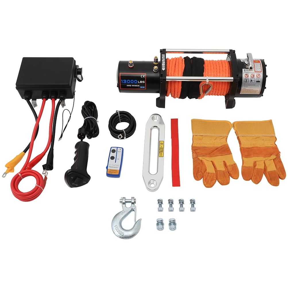 SCITOO 12V Electric Winches with Aluminum Fairlead Electric Synthetic ...