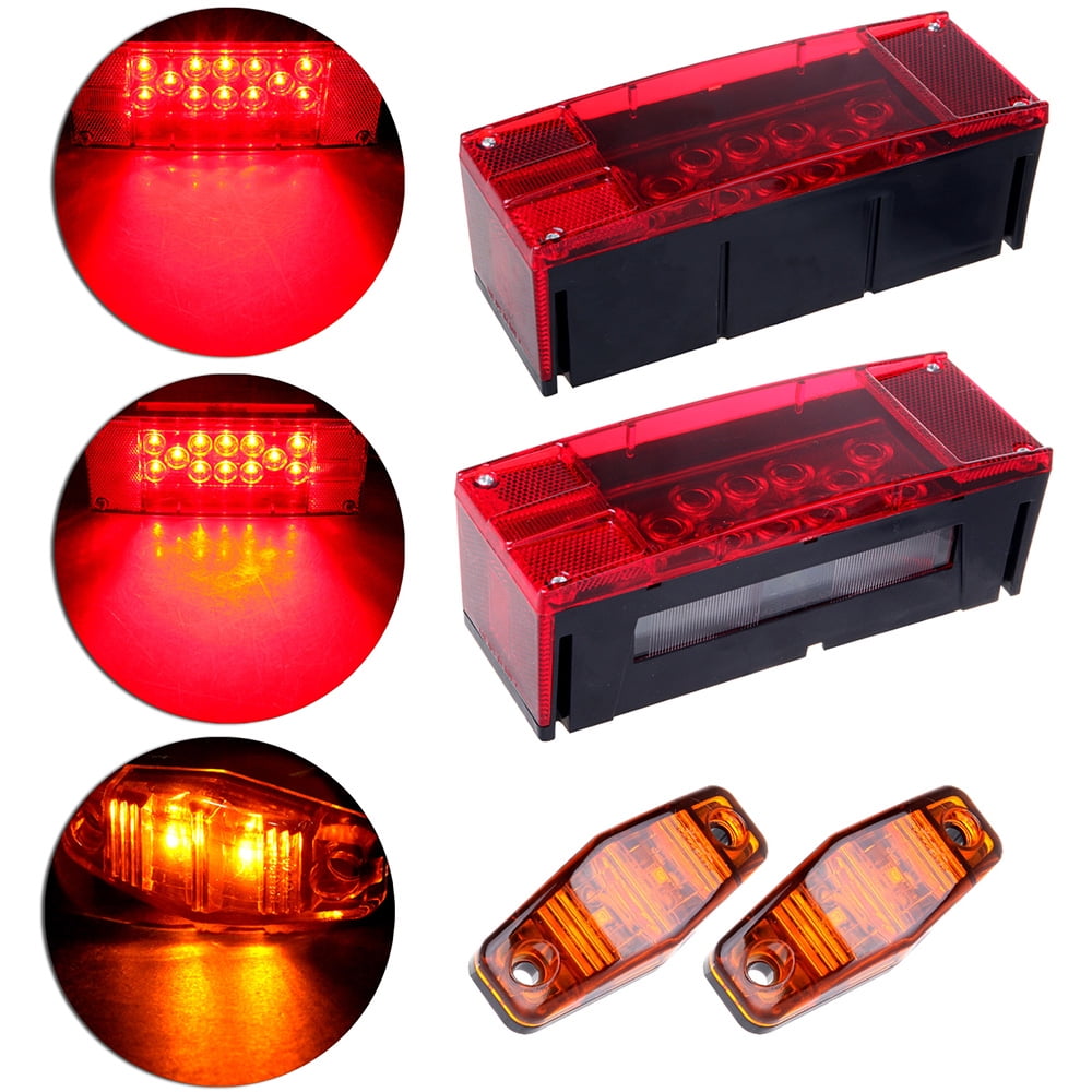 SCITOO 18 Diodes Amber+White Len Rectangle Stop Turn Tail License Plate ...