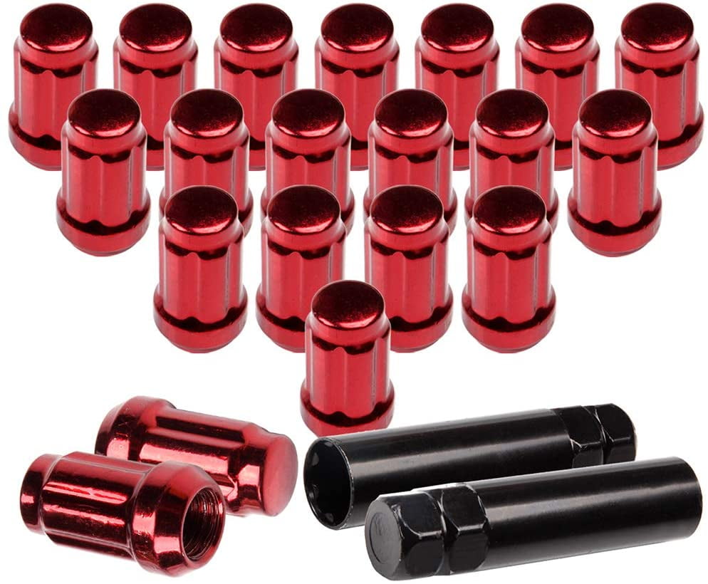 SCITOO 20PCS Red Lug Nuts and 2PCS Black Keys for Spline Key Heptagon ...