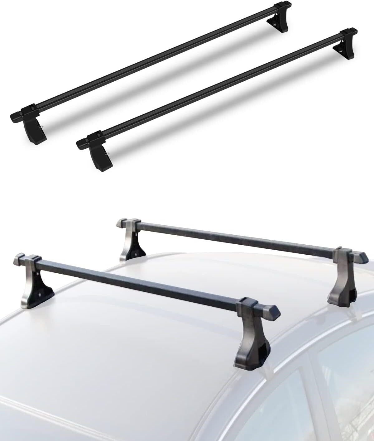 SCITOO 2Pcs 54" (137cm) Universal Fit Black Adjustable Window Frame ...