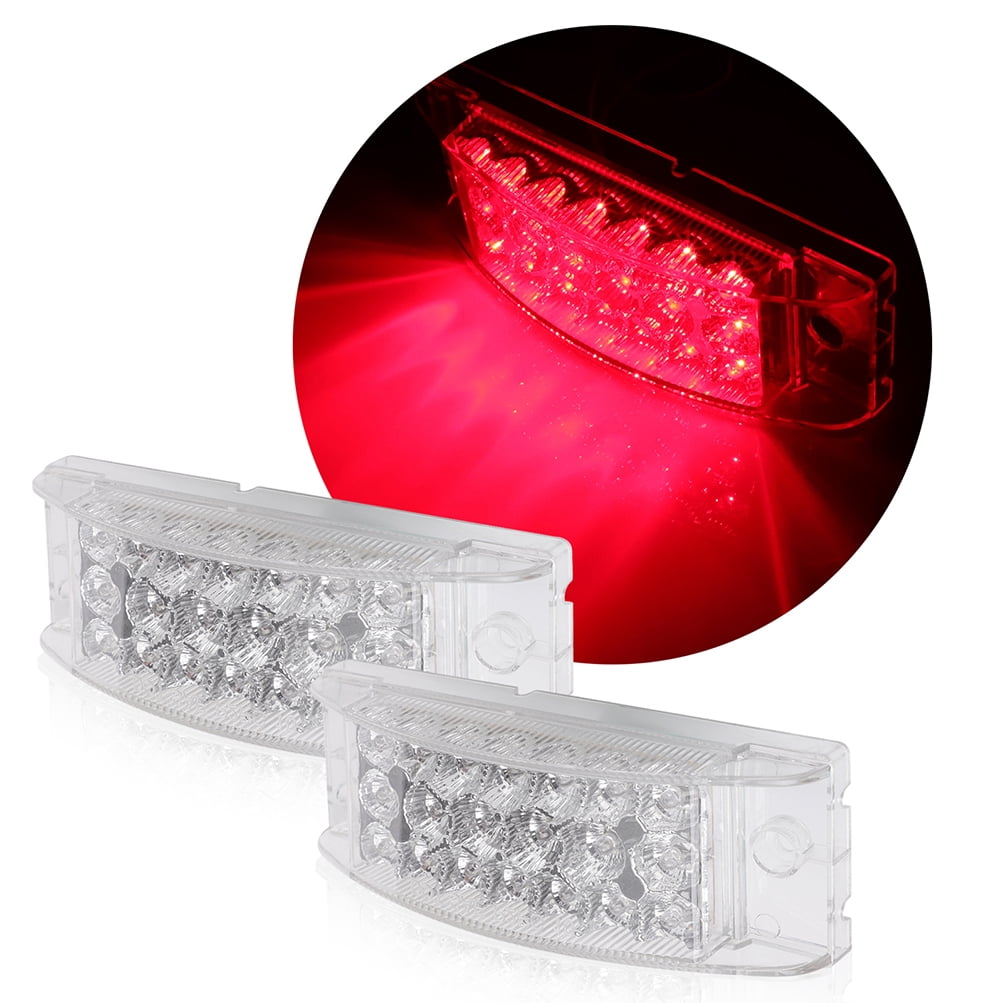 SCITOO 2pcs Clear Lens Red LED Fender Marker Light Side Marker Turn ...