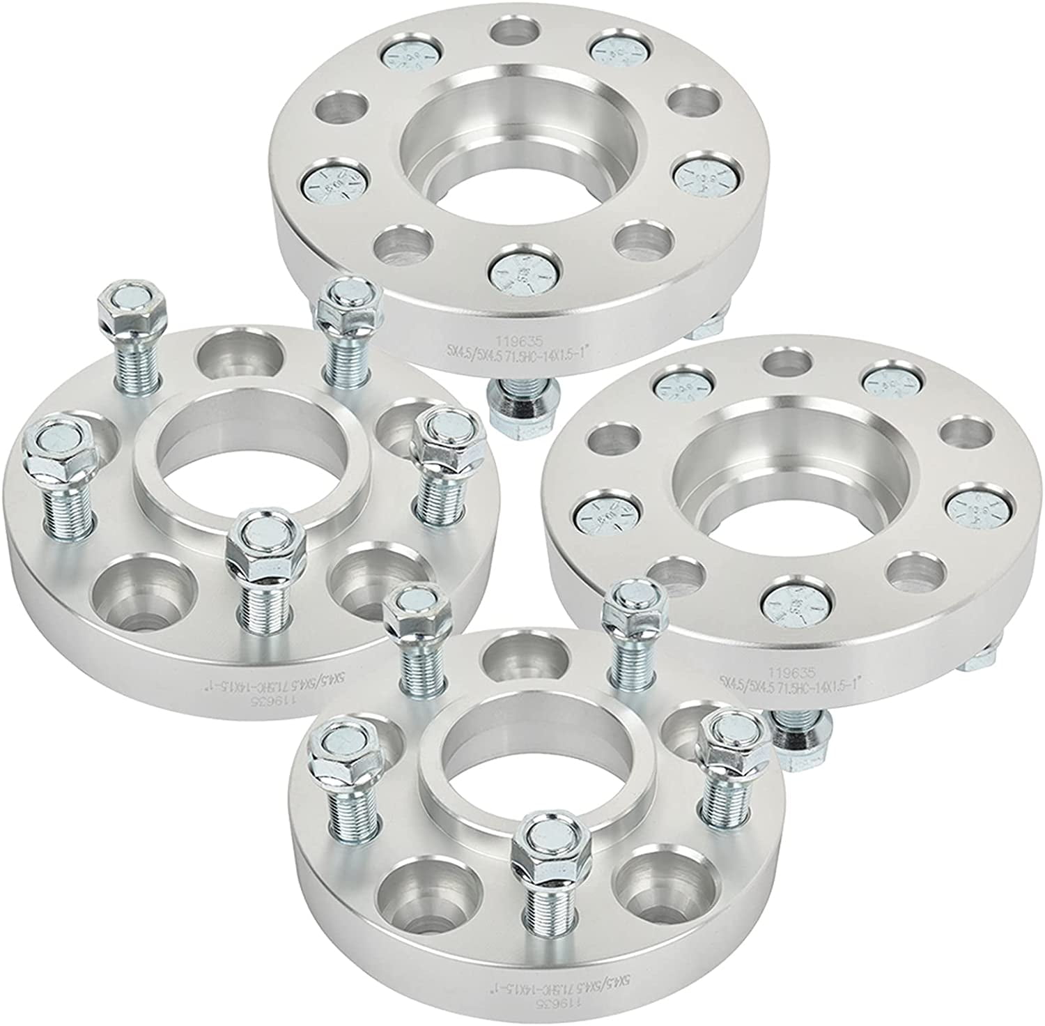 SCITOO 4Pcs 5x4.5 Wheel Spacers 1 inch Thread Pitch 14x1.5 Hub Bore 71 ...
