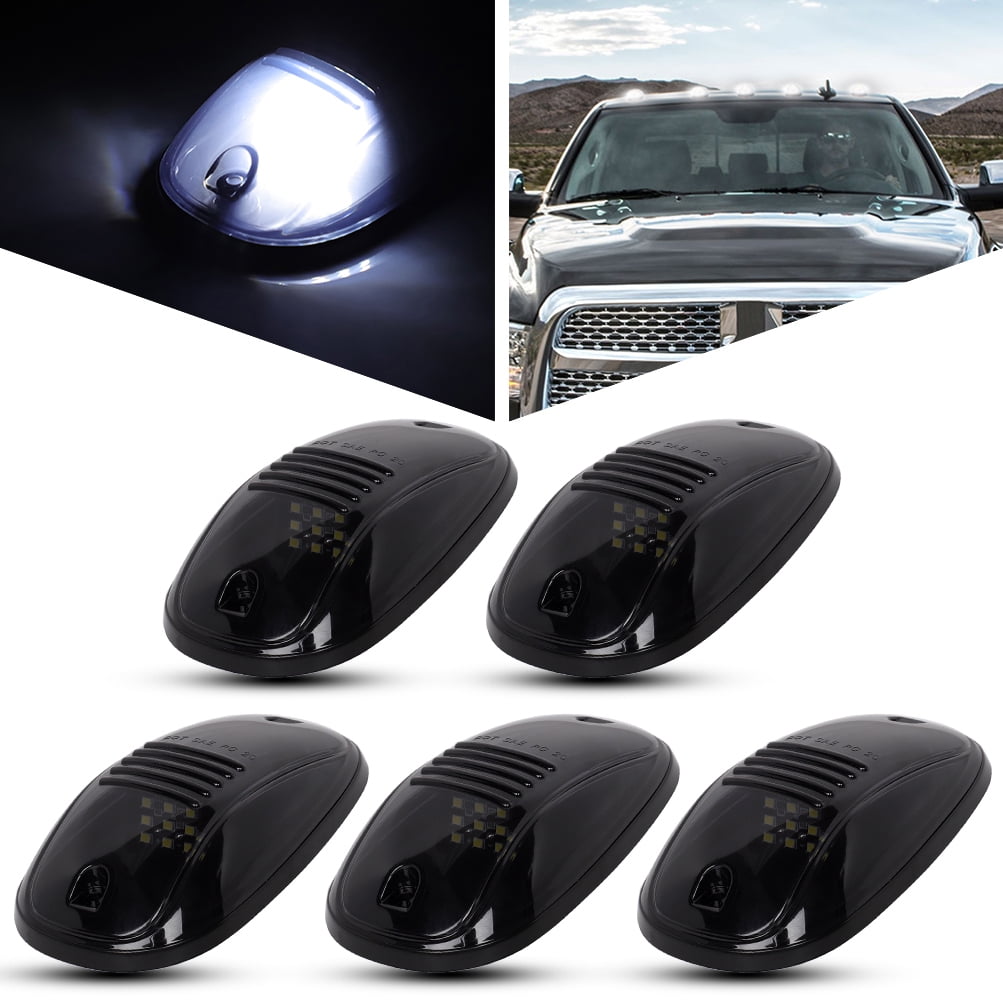 SCITOO 5x Cab Roof Running Lights Smoke Lens Cover White 12V 9LED Super ...