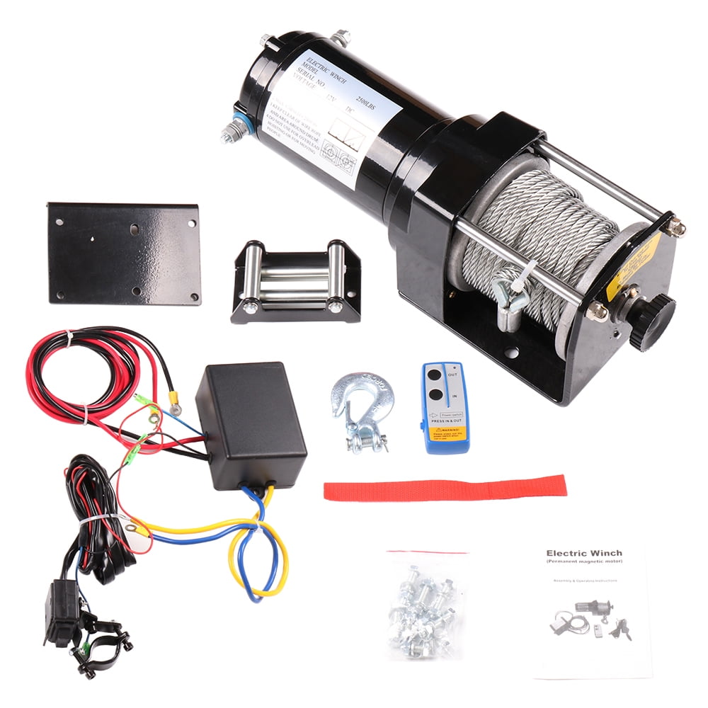 SCITOO - ATV UTV Winch 2500LBS UTV Electric Winch Steel Cable Offroad ...