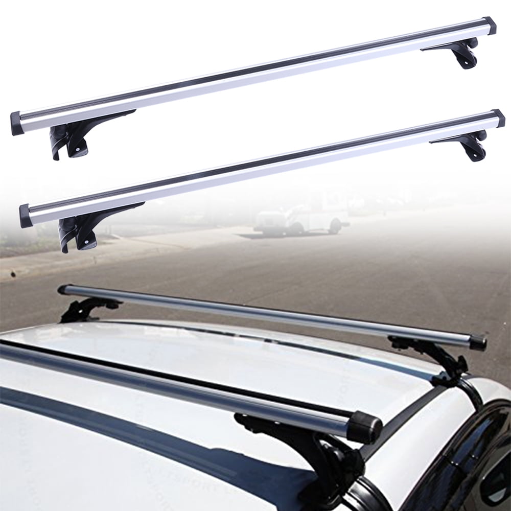 SCITOO Adjustable 48" Aluminum Roof Top Cross Bar Set Rock Rack Rail w ...