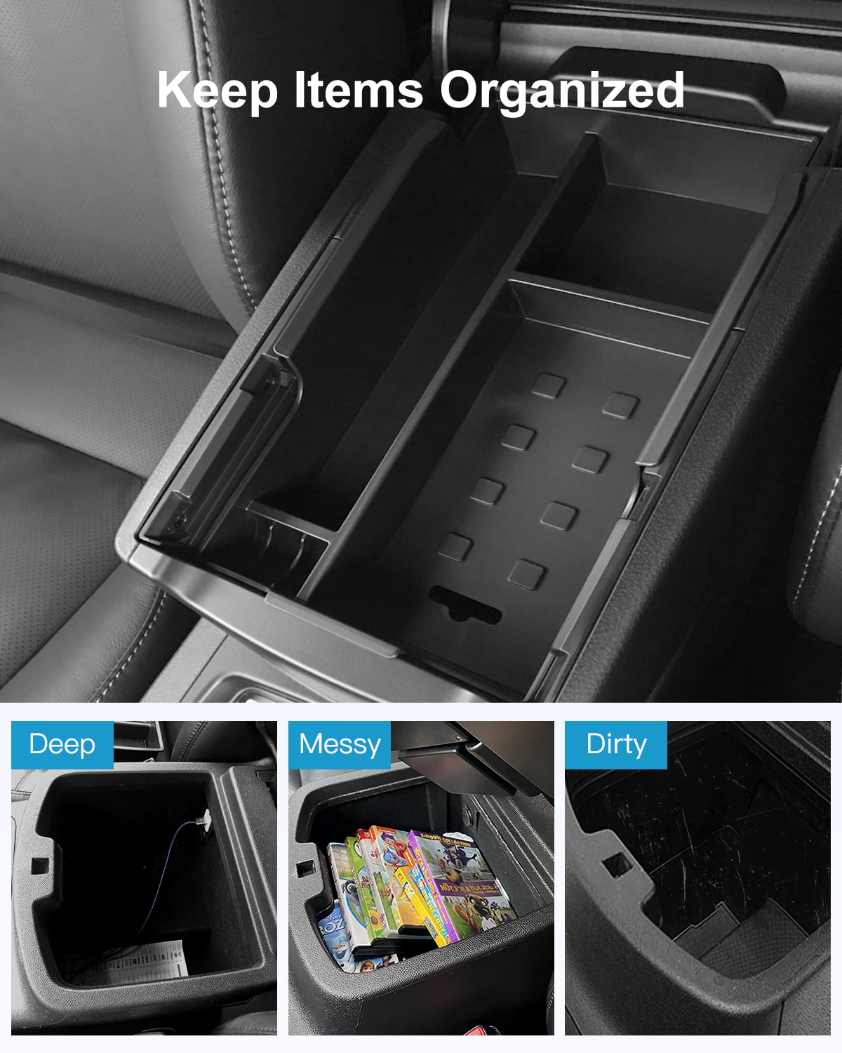 SCITOO Auto Center Console Insert Organizer Tray Armrest Box ...