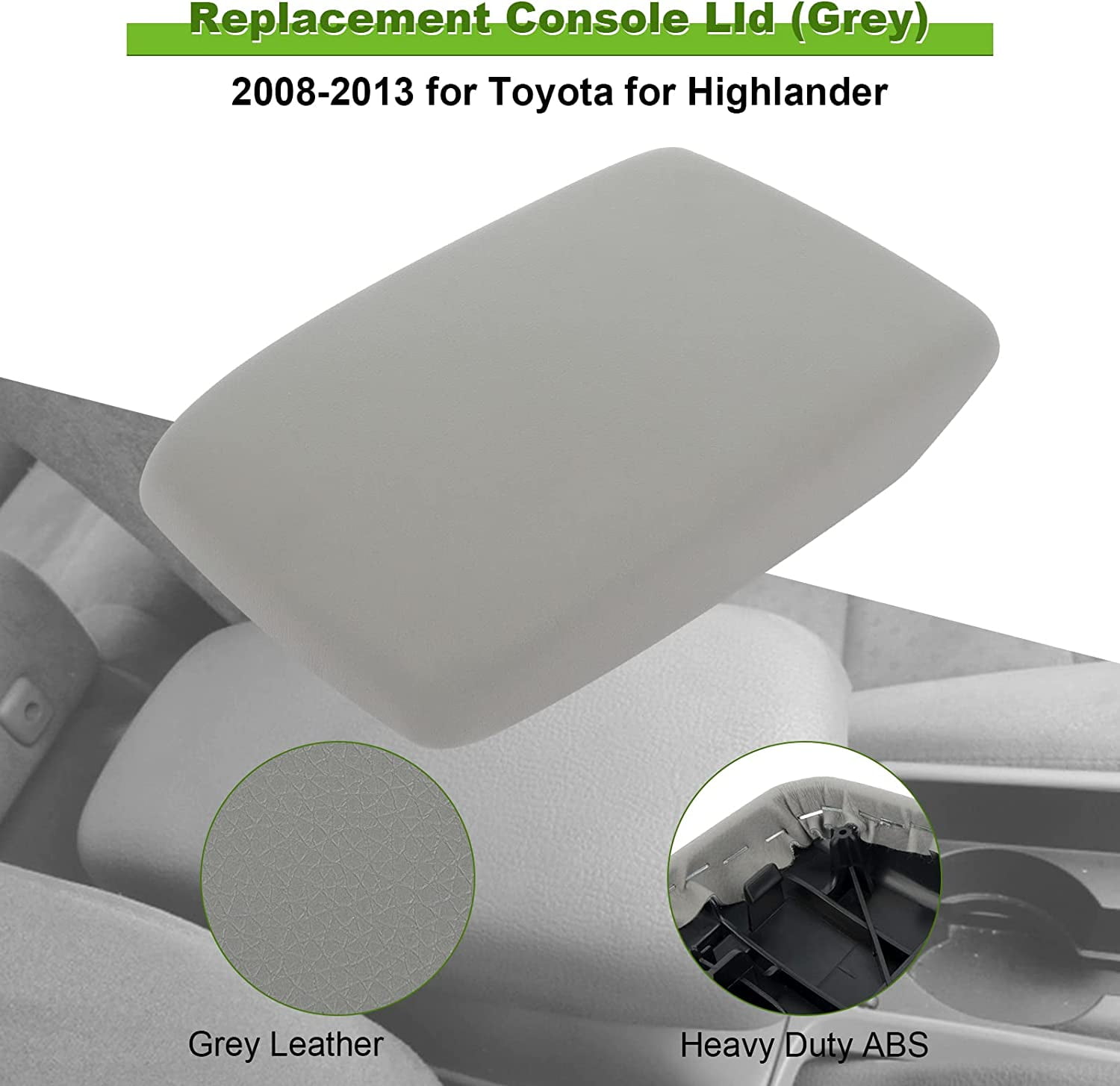 SCITOO Auto Grey Armrest Center Console Lid Skin Cover With Base Replacement fit for 2008-2014 ...