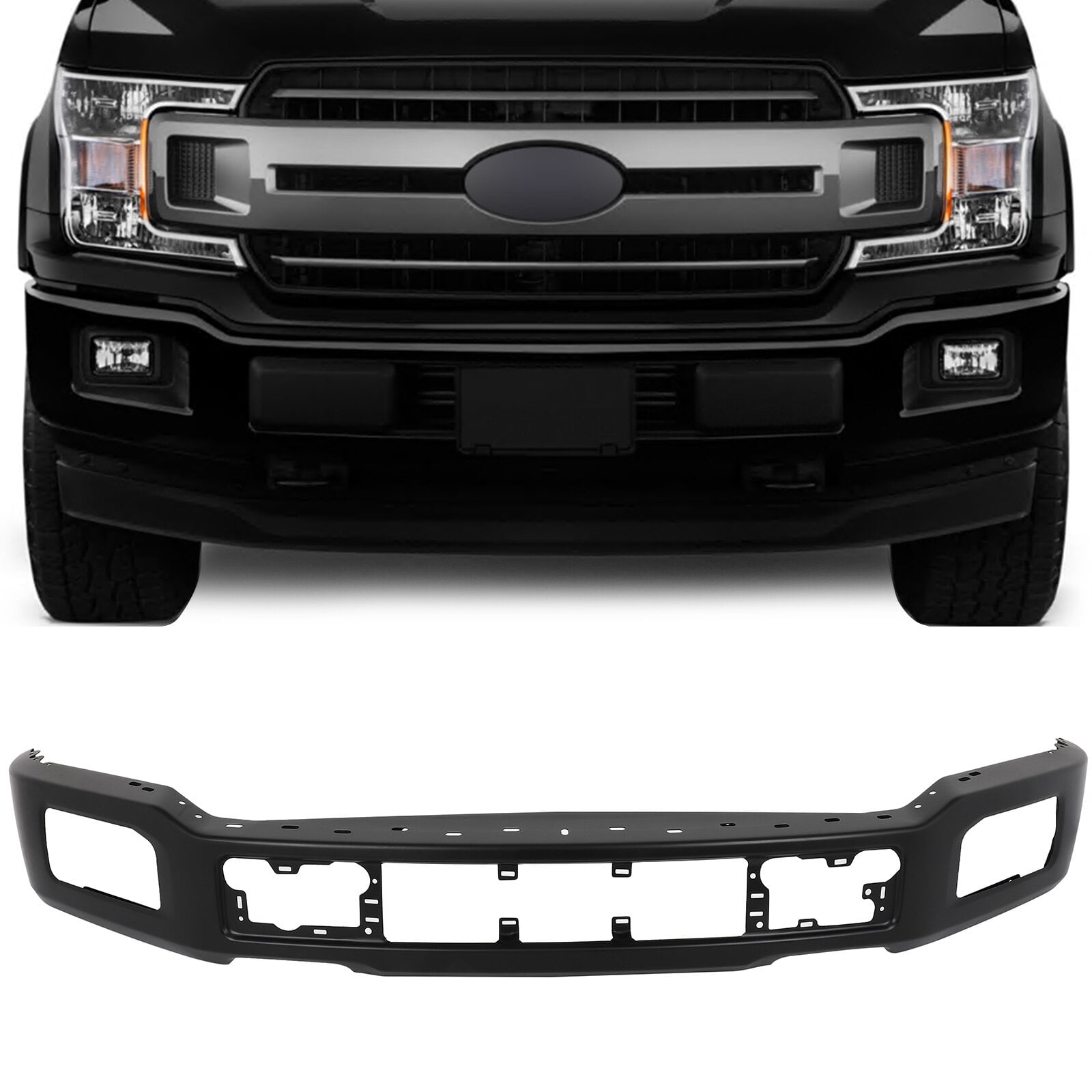 SCITOO Black Steel Front Bumper Face Bar fit for 2018-2020 for Ford F ...